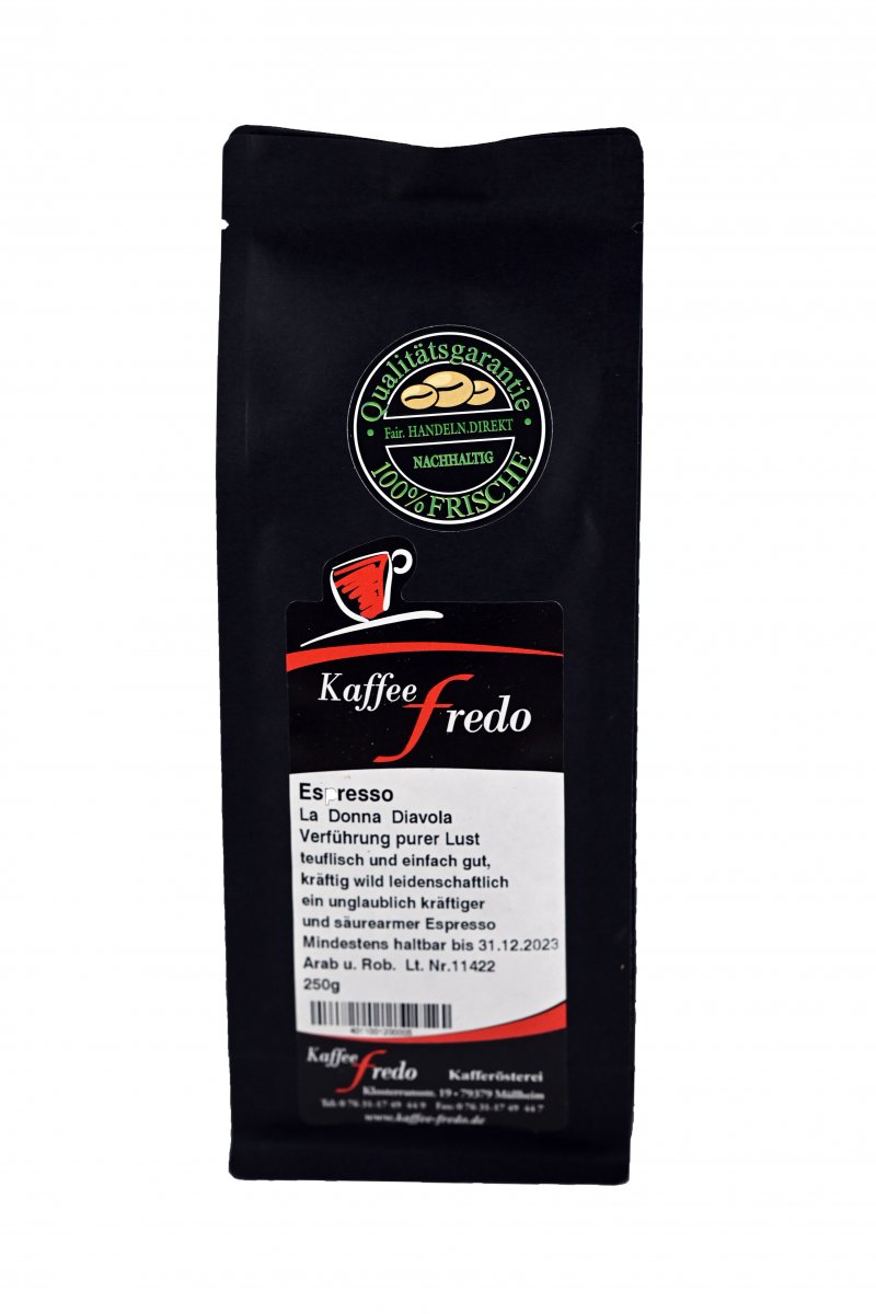 Espresso La Donna Diavola Ganze Bohnen 250g., 6,80